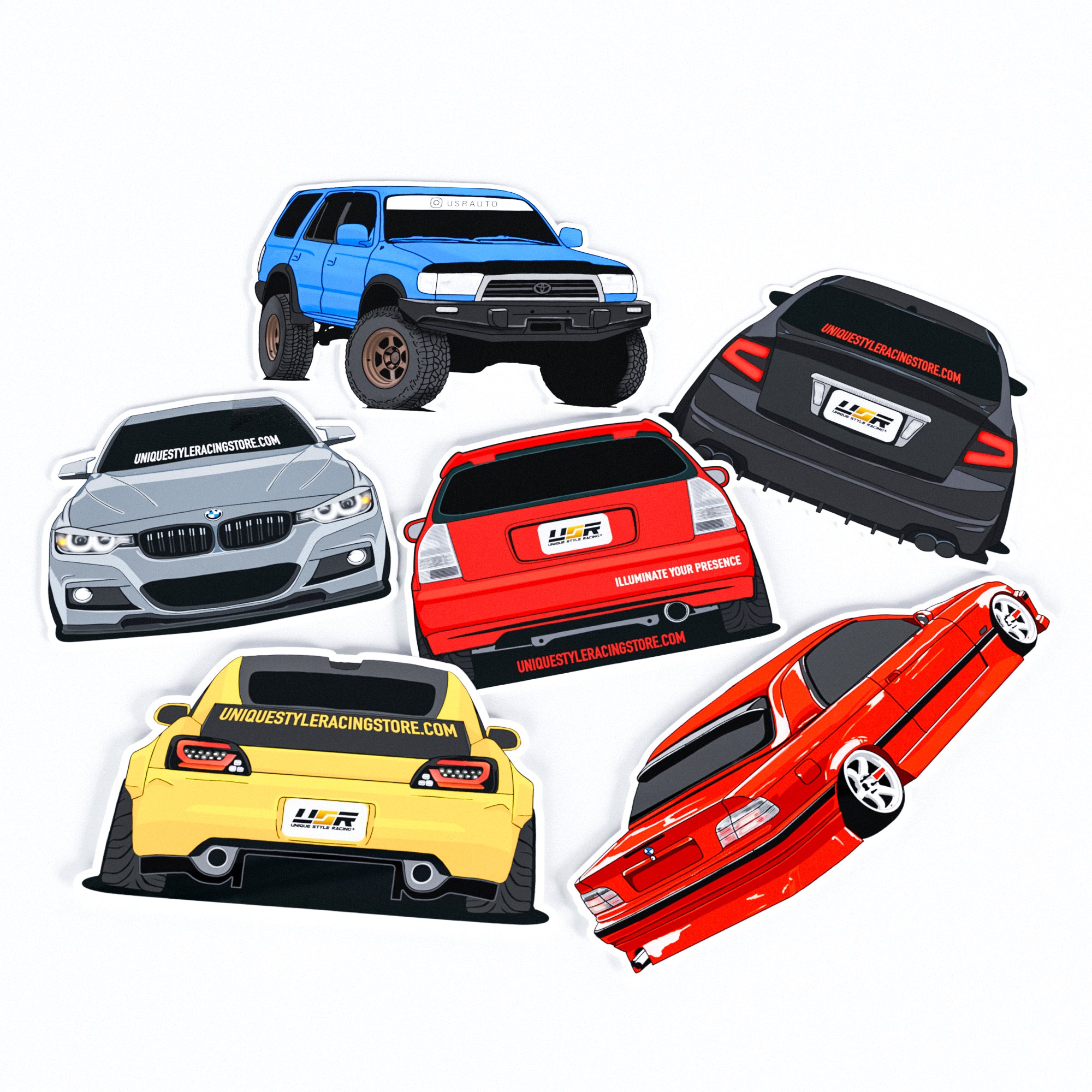 Unique Style Racing 6 Piece Sticker Pack - Unique Style Racing
