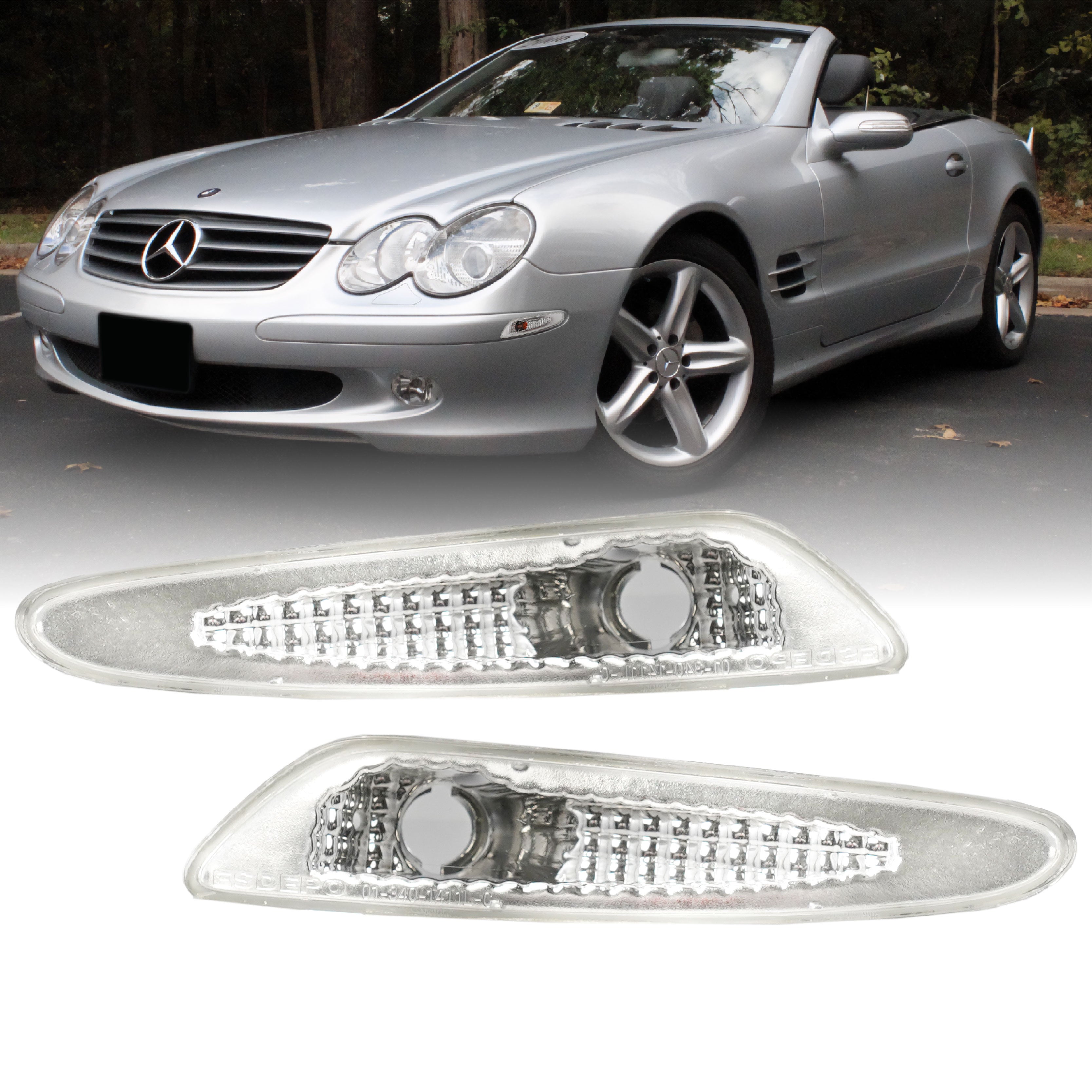 2003-2006 Mercedes SL Class R230 Clear or Smoke Front Bumper Side Mark ...