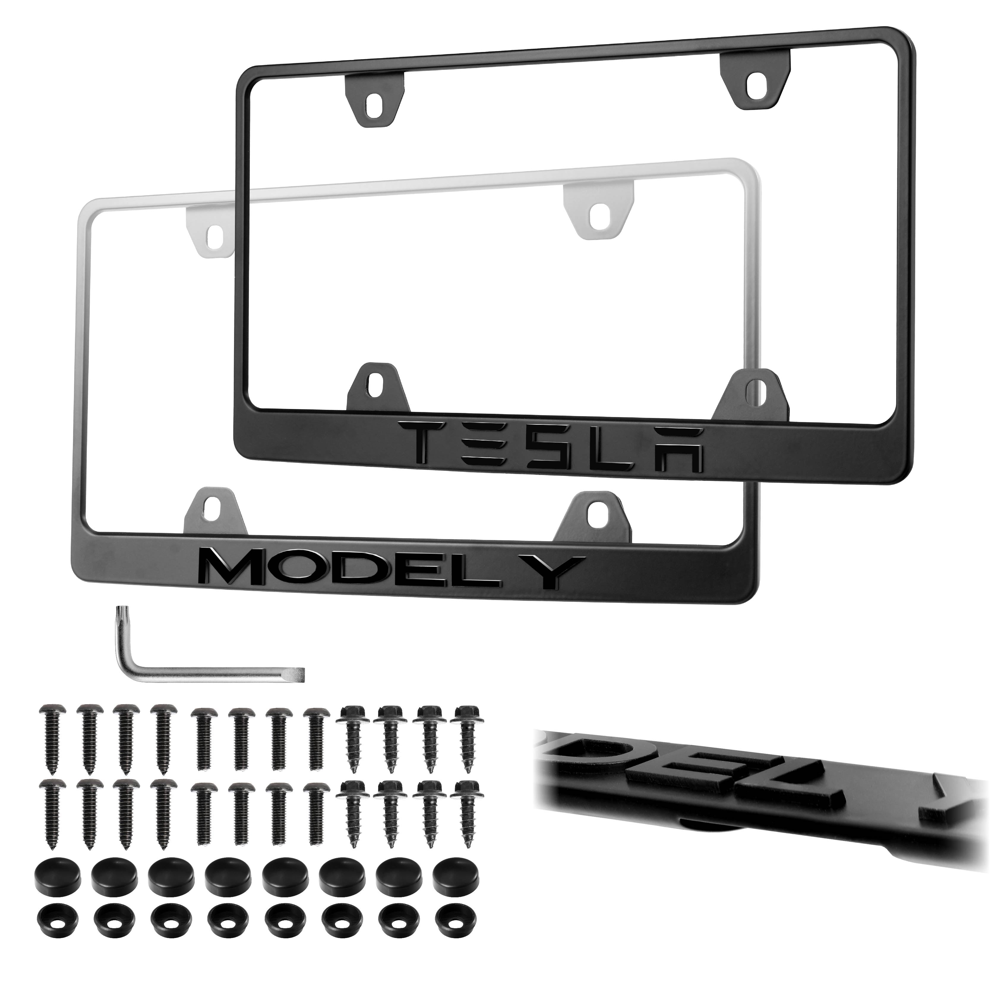 2020-2025 Tesla Model Y Stealth Black Powder Coat License Plate Frame ...