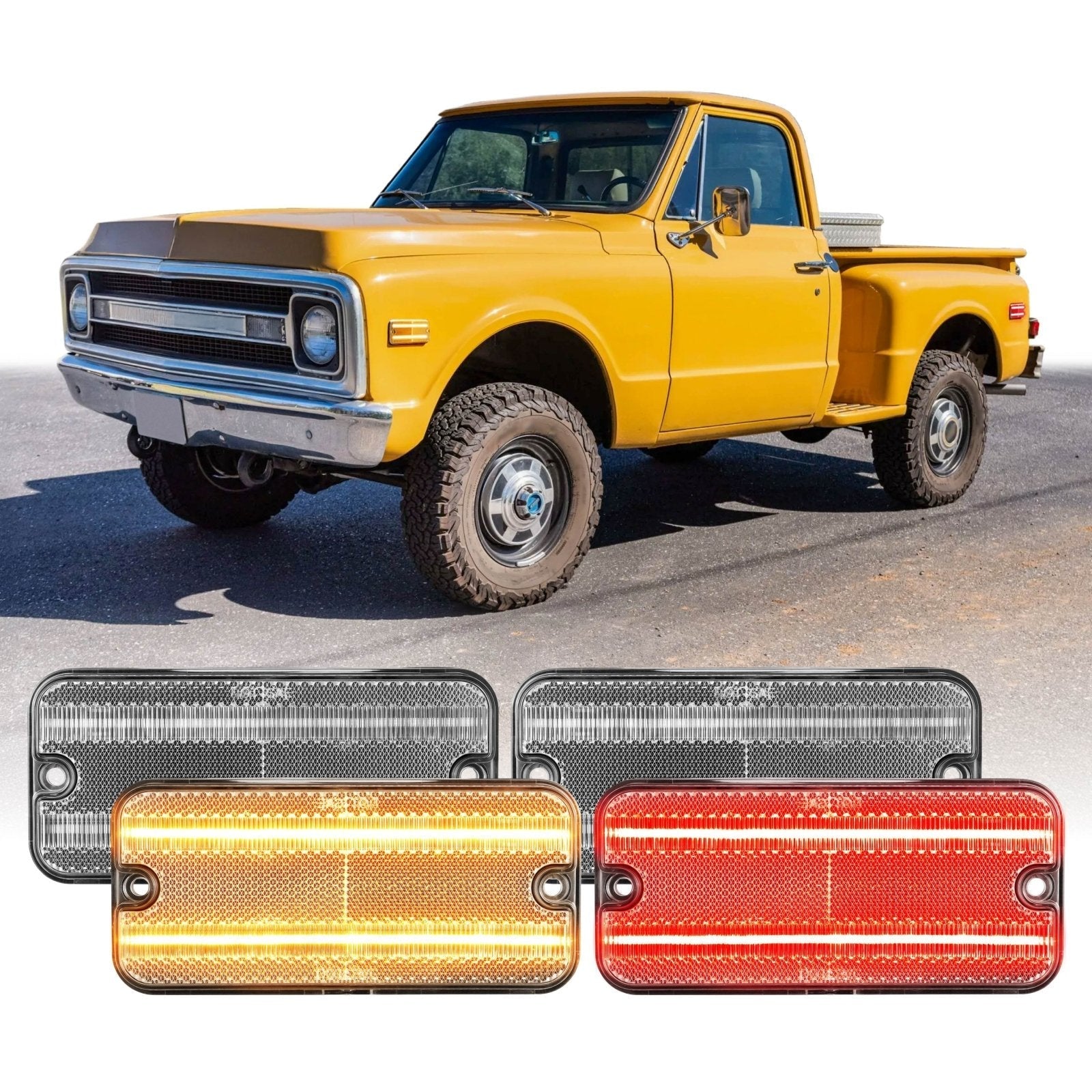 1968-1972 Chevrolet Chevy CK C/K Front + Rear Smoke or Clear Lens Ambe ...