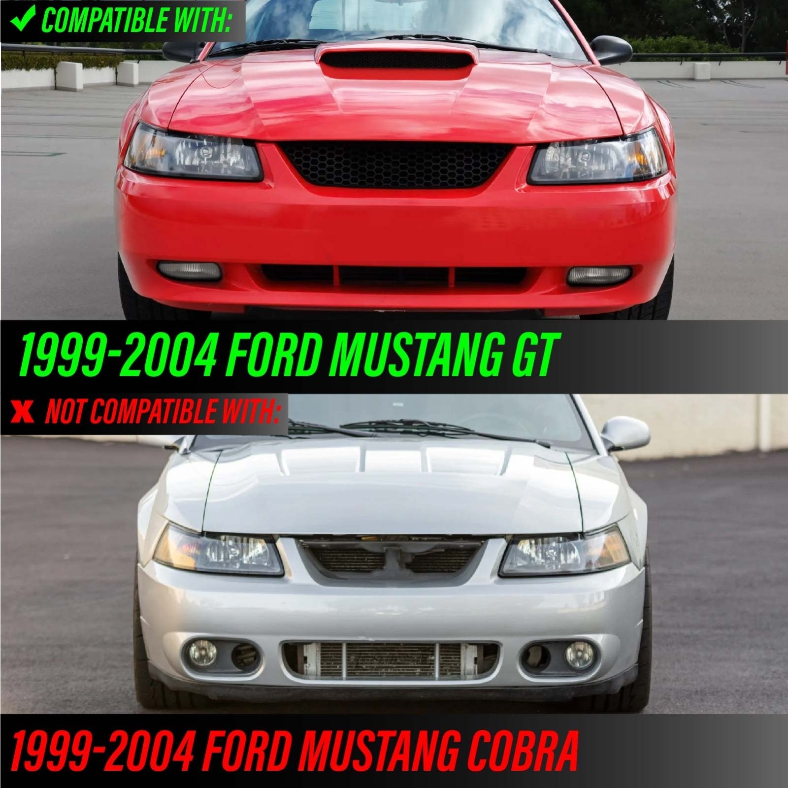 1999-2004 Ford Mustang SN95 Front Bumper Black Housing LED Projector ...