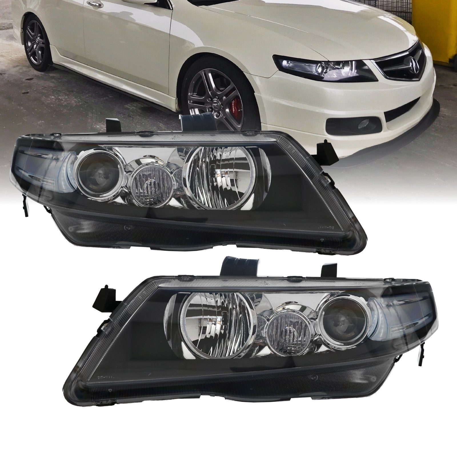 2004-2005 Acura TSX JDM CL7 Blue Corner D2S Projector Headlights ...