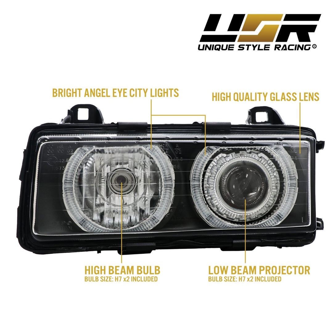 1992-1999 BMW E36 3 Series P36 Projector Angel Eye GLASS Lens Headlight ...