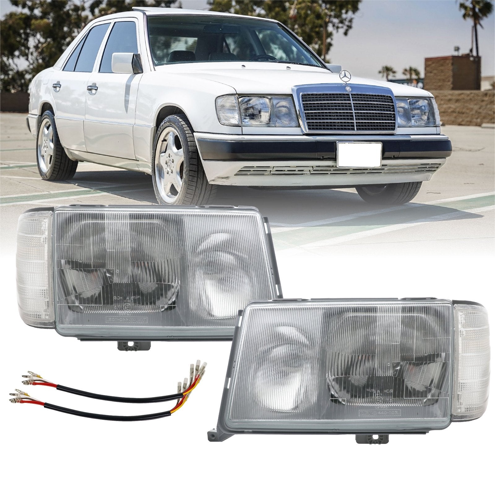 1986-1993 Mercedes Benz W124 E Class Euro Headlights W/ Corner Lights ...