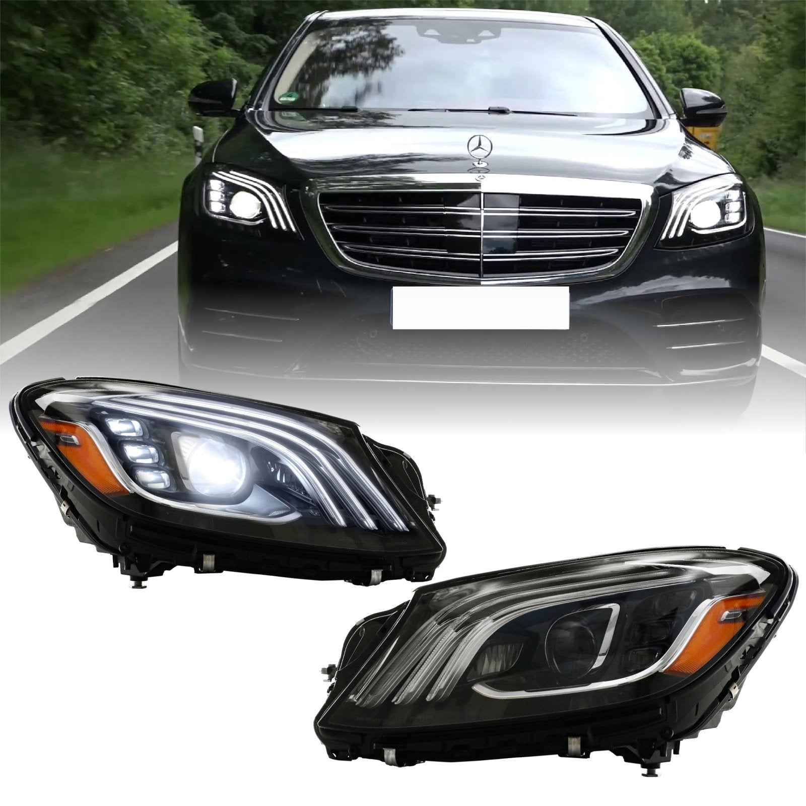 2014-2017 Mercedes Benz W222 S Class Facelift Style Full LED Headlight ...