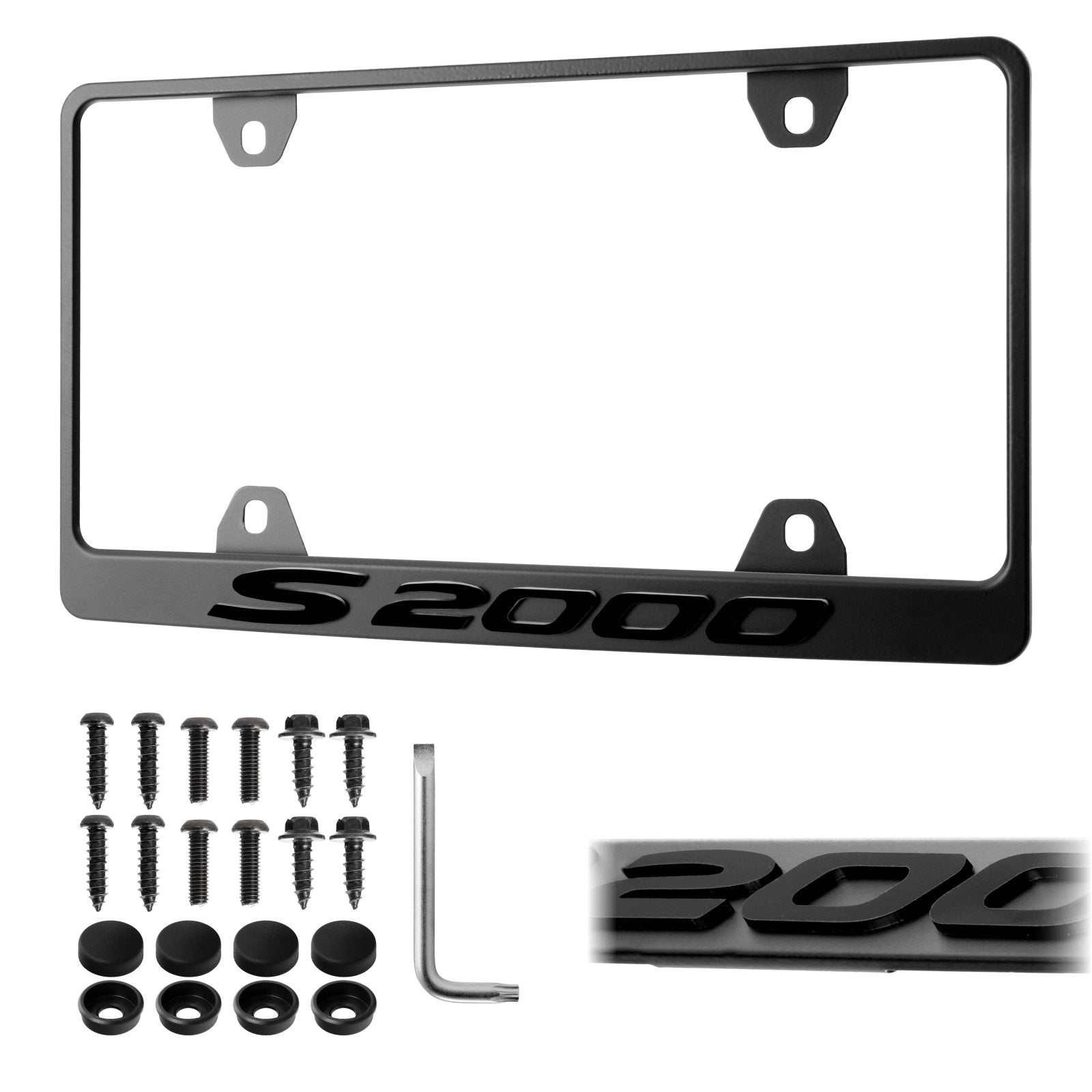 Honda S2000 Stealth Black Powder Coat License Plate Frame with 3D ...