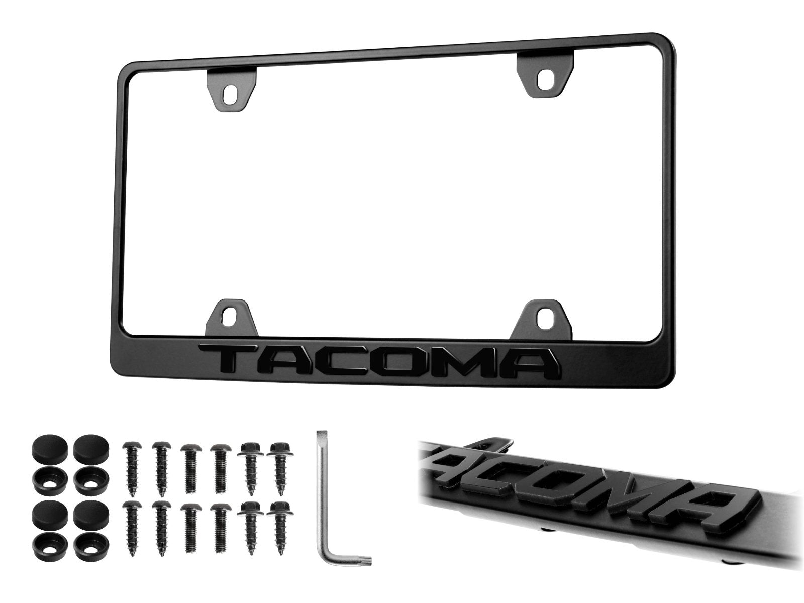 Toyota Tacoma Stealth Black Powder Coat License Plate Frame with 3D Ra ...