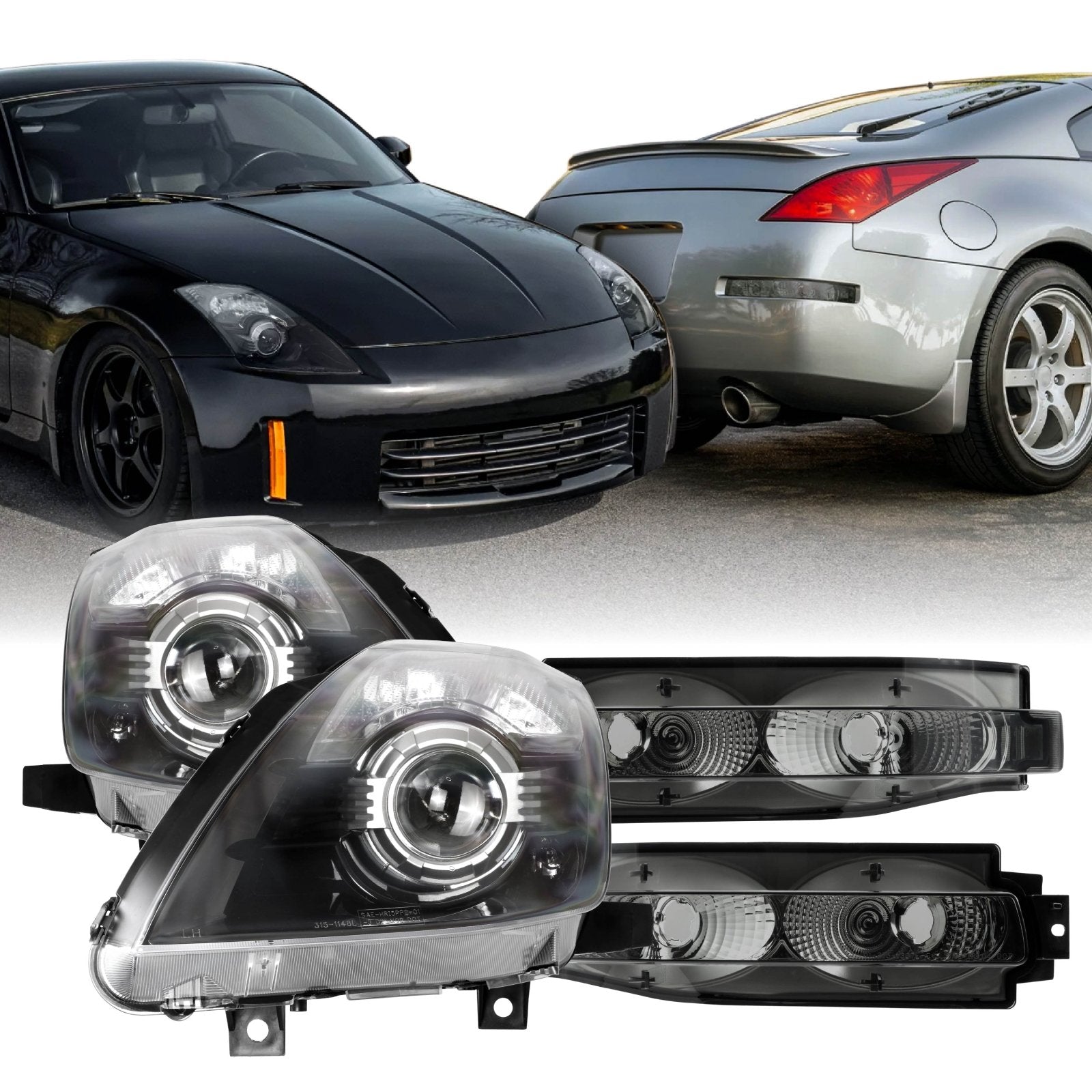 2003-2005 Nissan 350Z Z33 Facelift Style JDM Black D2S BiXenon LED ...