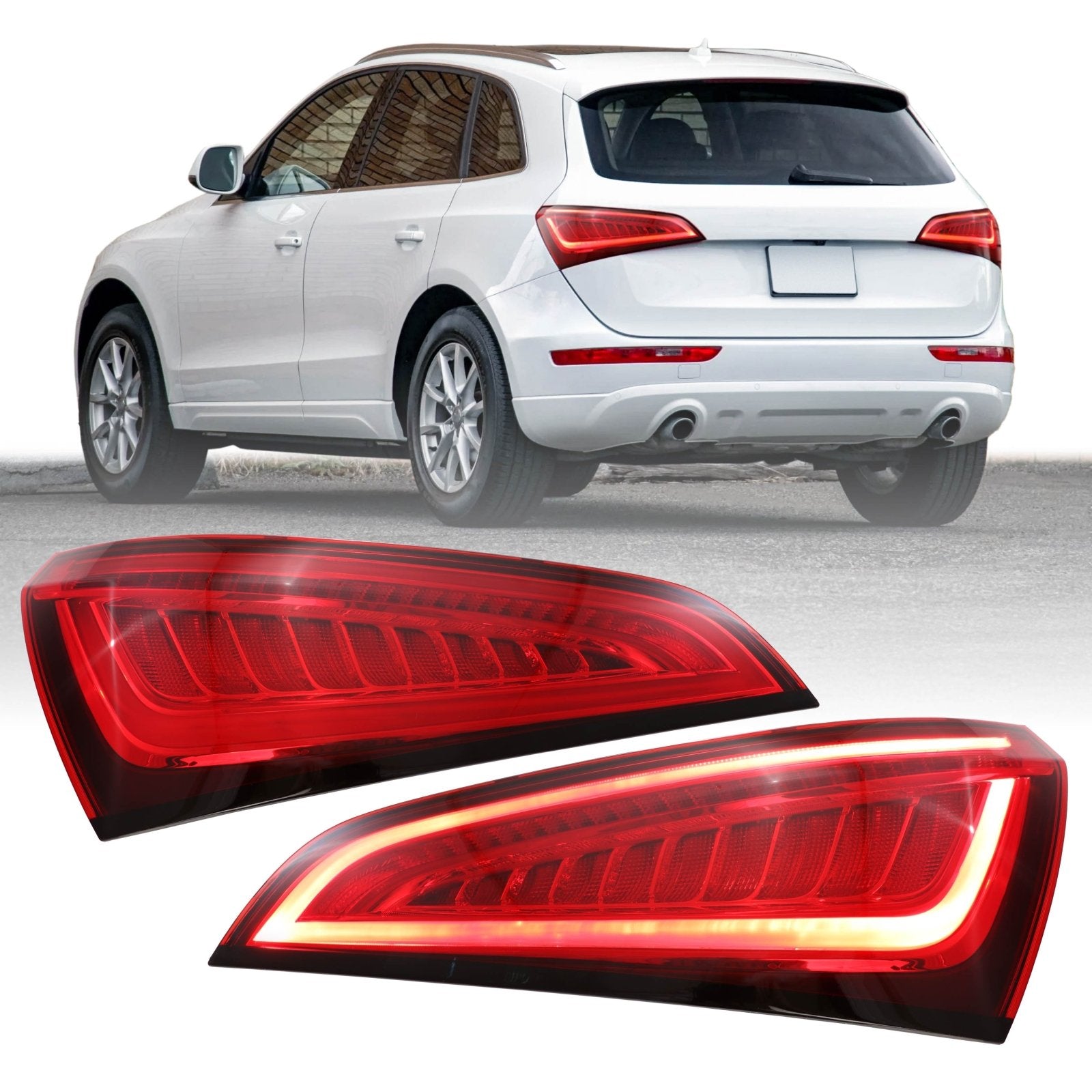 2008-2012 Audi Q5 Red Clear Lens LED Tail Lights - Unique Style Racing