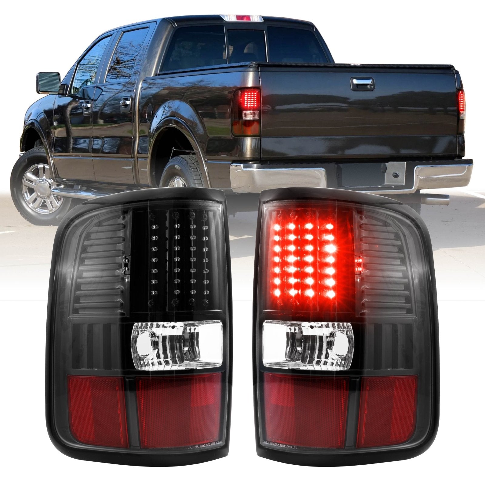 2004-2008 Ford F150 / F-150 Pickup Styleside Truck Clear Lens Red LED ...
