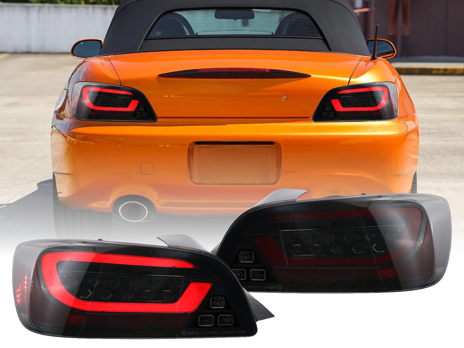 2000-2009 Honda S2000- AP1/AP2 Black/Clear or Black Chrome/Smoke Rear ...