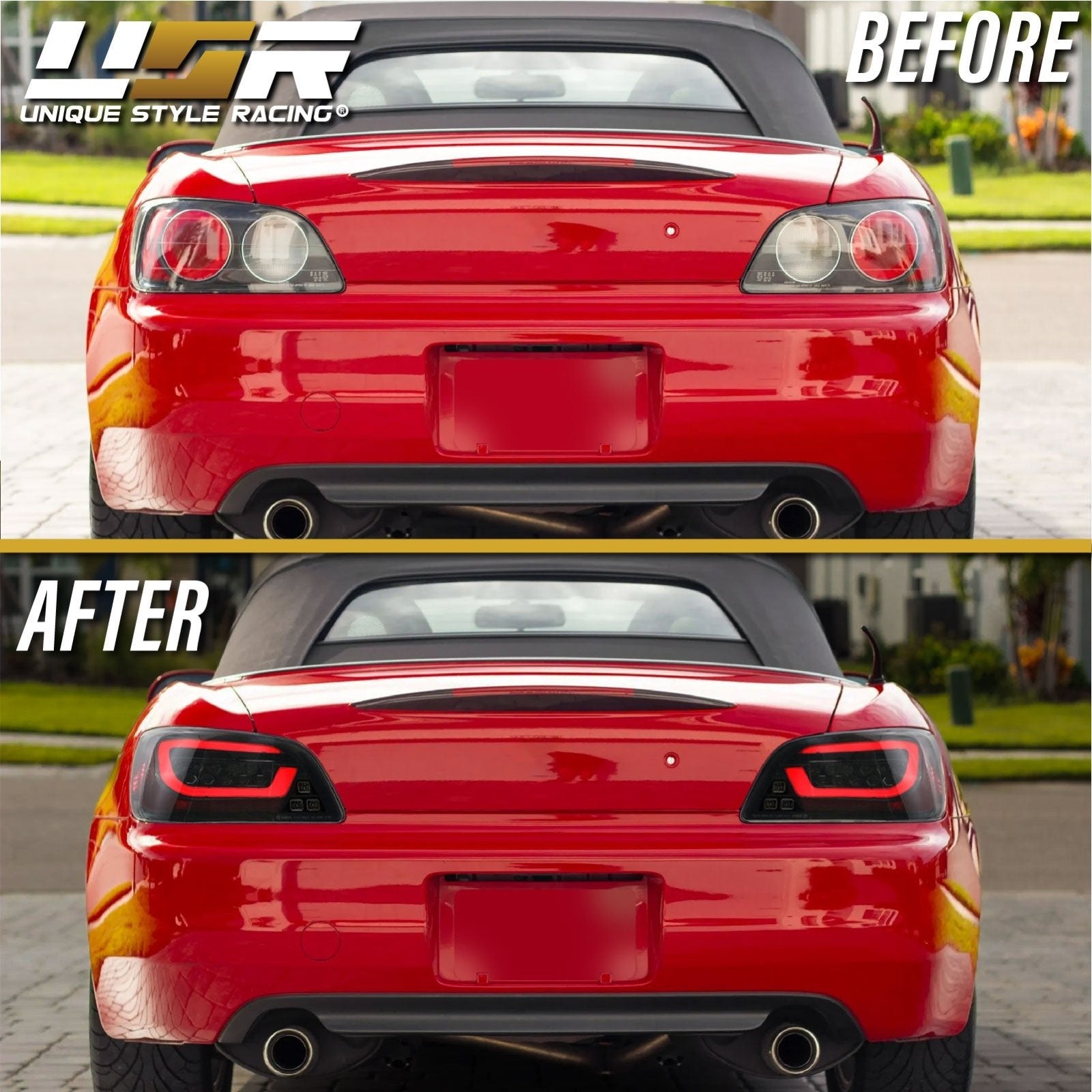 2000-2009 Honda S2000- AP1/AP2 Black/Clear or Black Chrome/Smoke Rear ...
