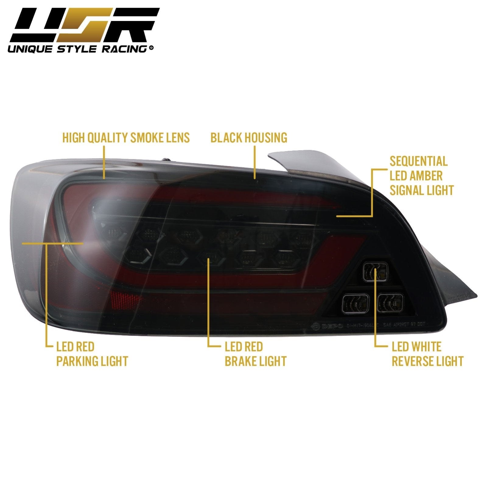 2000-2009 Honda S2000- AP1/AP2 Black/Clear or Black Chrome/Smoke Rear ...