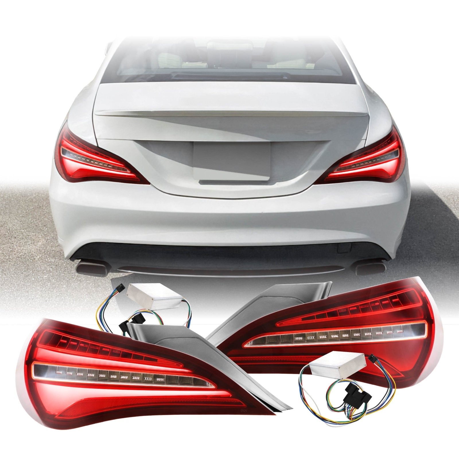 2014-2019 Mercedes W217 CLA Class Red / Clear Lens Full LED Tail Light ...