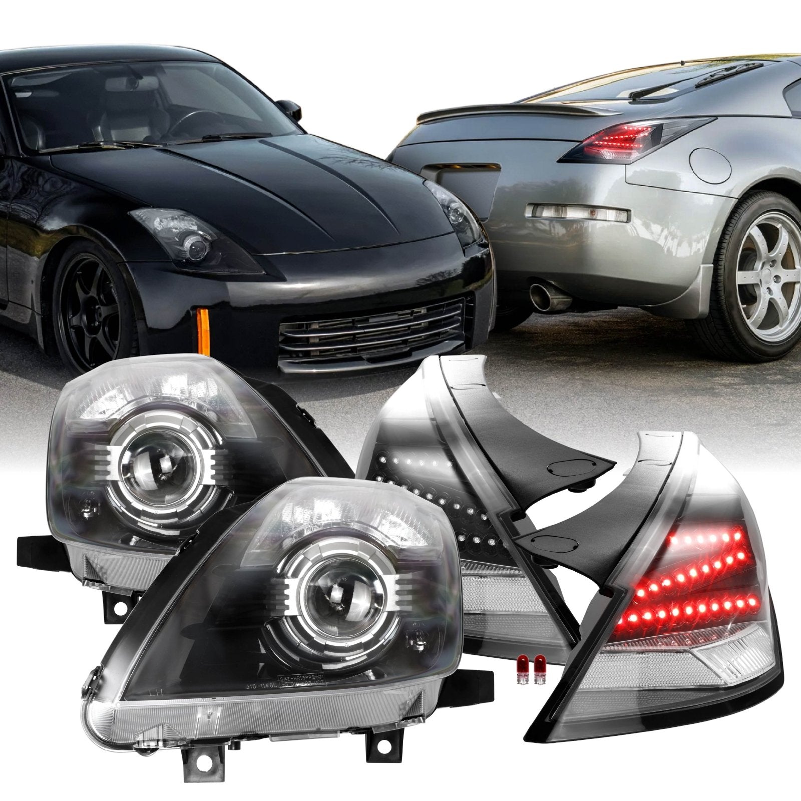 2003-2005 Nissan 350Z Z33 JDM 'Z' Shaped Black / Clear Monochrome Lens ...
