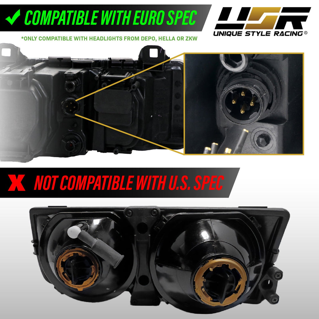 1992-1999 BMW 3 Series E36 Euro Headlight Wire Adapter for US Spec Low ...